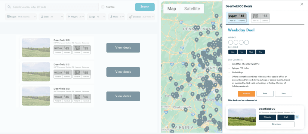 Mid-Atlantic TeeTime Golf Pass - Golf Deals, Tee Time Discounts